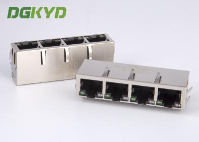 China 4-Port RJ45 Connector with Integrated Magnetics 100 BASE-TX 21.3mm Length for Network Applications for sale