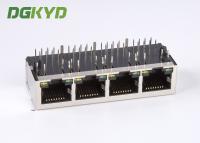 China 10/100BASE EMI Network Modular RJ45 Jack with Integrated Magnetics 1x4 Port 21.3mm 1500Vrms Isolation for sale