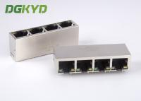 China 10/100BASE EMI Network Modular RJ45 Jack with Integrated Magnetics 1x4 Port 21.3mm 1500Vrms Isolation for sale