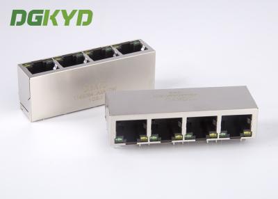 China 10/100BASE EMI Network Modular RJ45 Jack with Integrated Magnetics 1x4 Port 21.3mm 1500Vrms Isolation for sale