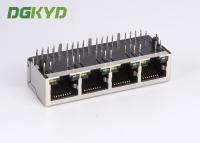 China 1x4 Quad Port Gigabit Ethernet RJ45 Connector with Magnetics - 1500Vrms Isolation, -40℃ to +85℃ Operating Range for sale