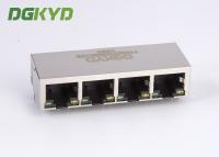 China 1x4 Quad Port Gigabit Ethernet RJ45 Connector with Magnetics - 1500Vrms Isolation, -40℃ to +85℃ Operating Range for sale