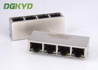 China 1x4 Quad Port Gigabit Ethernet RJ45 Connector with Magnetics - 1500Vrms Isolation, -40℃ to +85℃ Operating Range for sale