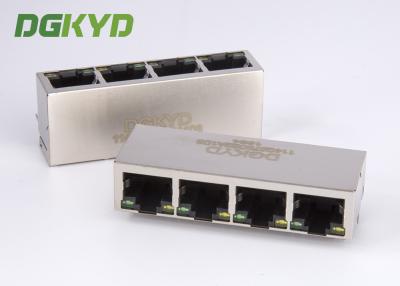 China 1x4 Quad Port Gigabit Ethernet RJ45 Connector with Magnetics - 1500Vrms Isolation, -40℃ to +85℃ Operating Range for sale