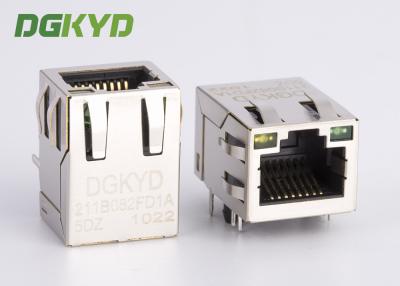 China 100M Cat 5 RJ45 Connector with Internal Magnetics - 1.5A Current Rating, 1.27µm Gold Plating for sale