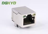 China Shield RJ45 Modular Jack with LAN Transformer - 10/100Base-TX Single Port, 1500Vrms Isolation, 350μH OCL for sale