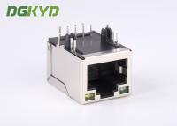 China Shield RJ45 Modular Jack with LAN Transformer - 10/100Base-TX Single Port, 1500Vrms Isolation, 350μH OCL for sale