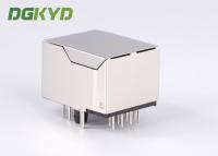 China Shield RJ45 Modular Jack with LAN Transformer - 10/100Base-TX Single Port, 1500Vrms Isolation, 350μH OCL for sale
