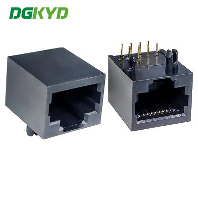 China RJ45 Single Port Connector 1X1 10P8C Gold Plated 6u Unshielded Through Hole for sale