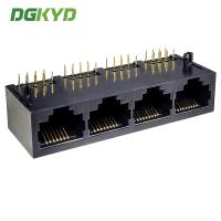 China RJ45 Multi Port Connector 1X4 8P8C All Plastic Gold Plated G/Fu 1000BASE-T for sale