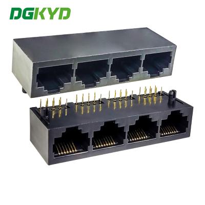 China RJ45 Multi Port Connector 1X4 8P8C All Plastic Gold Plated G/Fu 1000BASE-T for sale