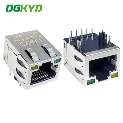 China RJ45 Network Connector 1000M Base-T with Integrated Filter and LED Indicators, 21.3mm Length, -40℃ to +85℃ Operating Range for sale