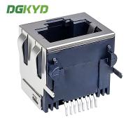 China Single Port RJ45 Connector Shielded SMT 8P8C Right Angle Through Hole 94V-0 for sale