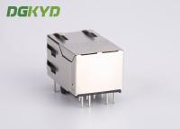 China Shielded Cat6 RJ45 Jack 8-Pin Network Connector with Integrated Magnetics 25.4mm Length for Router Applications for sale