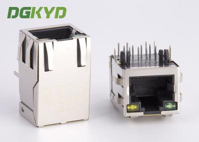 China KRJ-098YNL 100 Base CAT5 RJ45 Shielded Connector with Signal Filter and LED - 8 Position Gold 6μ Plating for sale