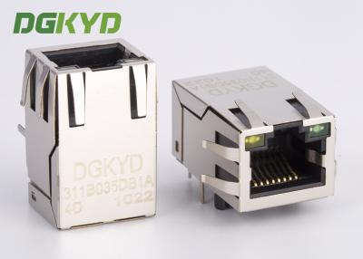China Single Port Tab Up 8 Pin RJ45 Modular Jack Shielded with Y/G LED 1500Vrms for sale