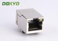 China 90° Shielded Gigabit Ethernet RJ45 Connector with Magnetics - Cat6 Plug, 350μH OCL, -40°C to 85°C Operating Range for sale