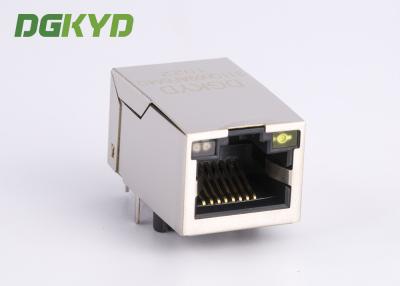 China 90° Shielded Gigabit Ethernet RJ45 Connector with Magnetics - Cat6 Plug, 350μH OCL, -40°C to 85°C Operating Range for sale