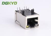China 90° Shielded Gigabit Ethernet RJ45 Connector with Magnetics - Cat6 Plug, 350μH OCL, -40°C to 85°C Operating Range for sale
