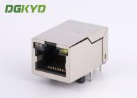 China Metal Shielded Gigabit Ethernet RJ45 Single Port Magnetic Connector Module with 10G BASE-T Speed and LED Indicators for sale