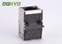 China Metal Shielded Gigabit Ethernet RJ45 Single Port Magnetic Connector Module with 10G BASE-T Speed and LED Indicators for sale
