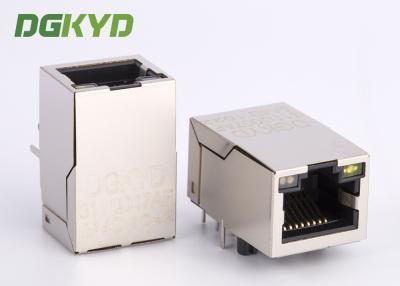 China Metal Shielded Gigabit Ethernet RJ45 Single Port Magnetic Connector Module with 10G BASE-T Speed and LED Indicators for sale