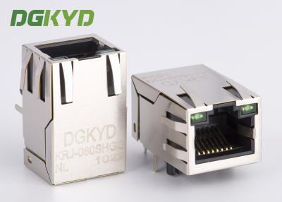 China Shield Cat 5 RJ45 Modular Jack Single Port with Magnetics - 8 Position 1500Vrms Isolation -40℃ to +85℃ for sale