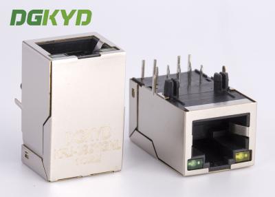 China 100BASE Single Port Tab Up RJ45 PCB Connector with Transformer - 8 Position, -40℃ to +85℃ Operating Range for sale