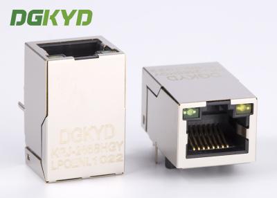 China Single Port Shield Tab Up Cat 5 Power Over Ethernet RJ45 Modular Jack With G/Y LED for sale