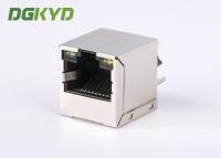 China Shield Megabit Vertical Insertion RJ45 Magnetic Ethernet Socket with 0.35mm Gold Contacts and UL94V-0 Rated Housing for sale