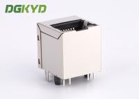 China 180 Degree Single Port 1000 Mb Female RJ45 Modular Jack with Gigabit Transformer and LED Indicators for sale