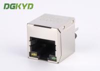 China 180 Degree Single Port 1000 Mb Female RJ45 Modular Jack with Gigabit Transformer and LED Indicators for sale
