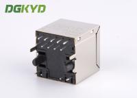 China 180 Degree Single Port 1000 Mb Female RJ45 Modular Jack with Gigabit Transformer and LED Indicators for sale