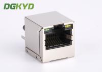 China 180 Degree Single Port 1000 Mb Female RJ45 Modular Jack with Gigabit Transformer and LED Indicators for sale