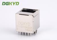 China 180 Degree Single Port 1000 Mb Female RJ45 Modular Jack with Gigabit Transformer and LED Indicators for sale