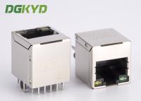 China 180 Degree Single Port 1000 Mb Female RJ45 Modular Jack with Gigabit Transformer and LED Indicators for sale