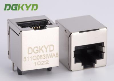 China Shielded 10-Pin Vertical Cat 6 RJ45 Connector with Gigabit Transformer - 1000 BASE-T Performance for sale
