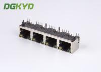 China 1x4 Quad Port Ganged RJ45 Keystone Jack Side Entry Shielded 8P8C with G/Y LED for sale