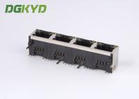 China 1x4 Quad Port Ganged RJ45 Keystone Jack Side Entry Shielded 8P8C with G/Y LED for sale