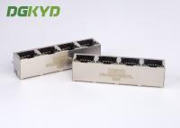 China 1x4 Quad Port Ganged RJ45 Keystone Jack Side Entry Shielded 8P8C with G/Y LED for sale