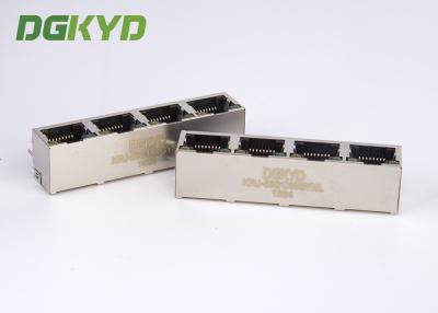 China 1x4 Quad Port Ganged RJ45 Keystone Jack Side Entry Shielded 8P8C with G/Y LED for sale