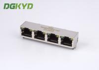 China 1x4 Quad Port Ganged RJ45 Keystone Jack Side Entry Shielded 8P8C with G/Y LED for sale