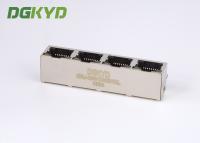 China 1x4 Quad Port Ganged RJ45 Keystone Jack Side Entry Shielded 8P8C with G/Y LED for sale