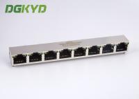 China Shield Tab Up 1x8 Port Combo PCB Mount RJ45 Ethernet Jack with Y/G LED -40℃ to +85℃ Operating Temperature for sale