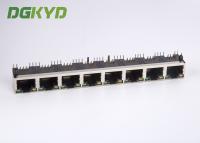 China Shield Tab Up 1x8 Port Combo PCB Mount RJ45 Ethernet Jack with Y/G LED -40℃ to +85℃ Operating Temperature for sale