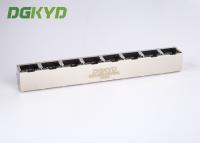 China Shield Tab Up 1x8 Port Combo PCB Mount RJ45 Ethernet Jack with Y/G LED -40℃ to +85℃ Operating Temperature for sale
