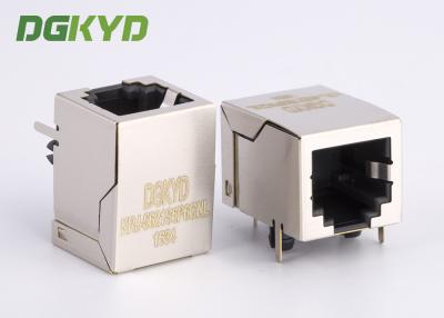 China 6P6C Shielded RJ12 Phone Jack Connector - 6 Positions 6 Contacts, PBT Black Housing, -40°C to 85°C Operating Temperature for sale