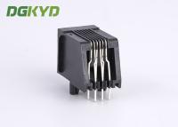 China Single Port Unshielded RJ12 6-Pin 6-Contact Phone Jack with Panel Stop - THT Mount, -40°C to 85°C Operating Range for sale