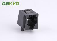 China Single Port Unshielded RJ12 6-Pin 6-Contact Phone Jack with Panel Stop - THT Mount, -40°C to 85°C Operating Range for sale