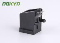 China Single Port Unshielded RJ12 6-Pin 6-Contact Phone Jack with Panel Stop - THT Mount, -40°C to 85°C Operating Range for sale